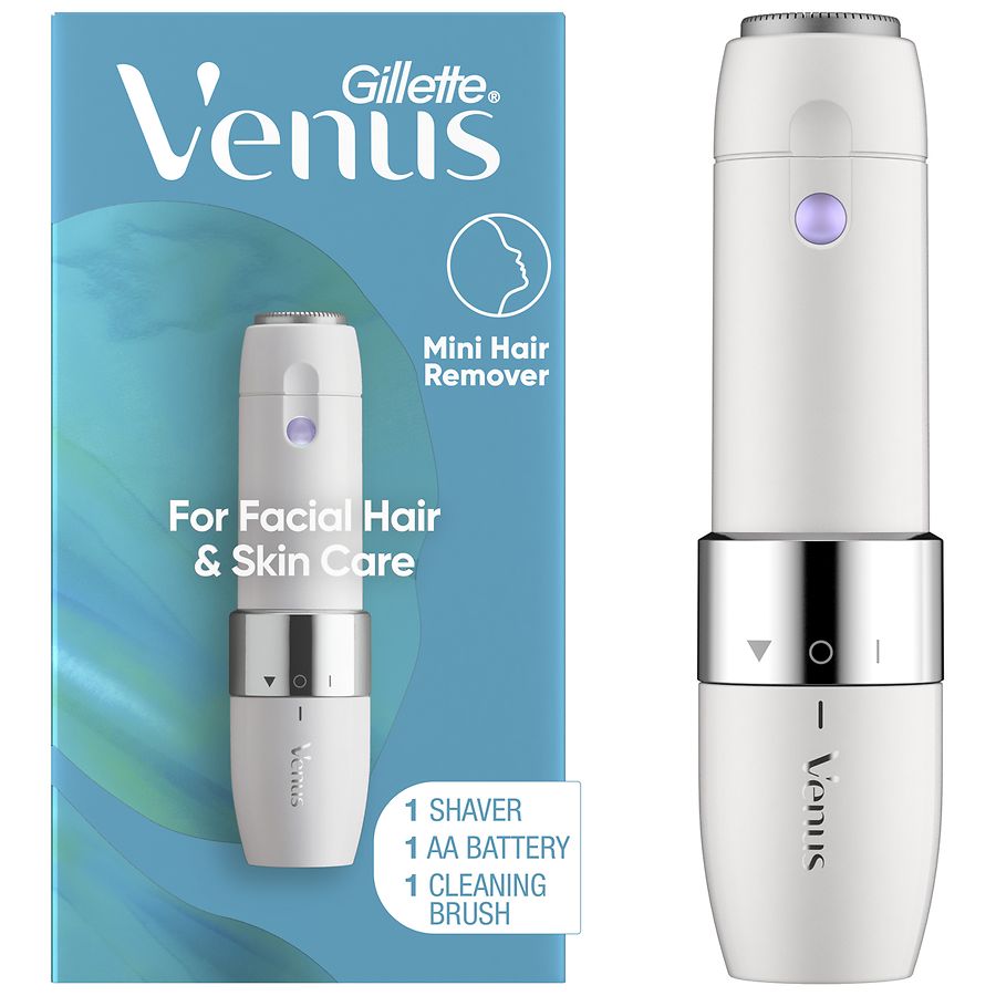 Gillette Venus Mini Facial Hair Remover, Portable Electric Shaver White ...