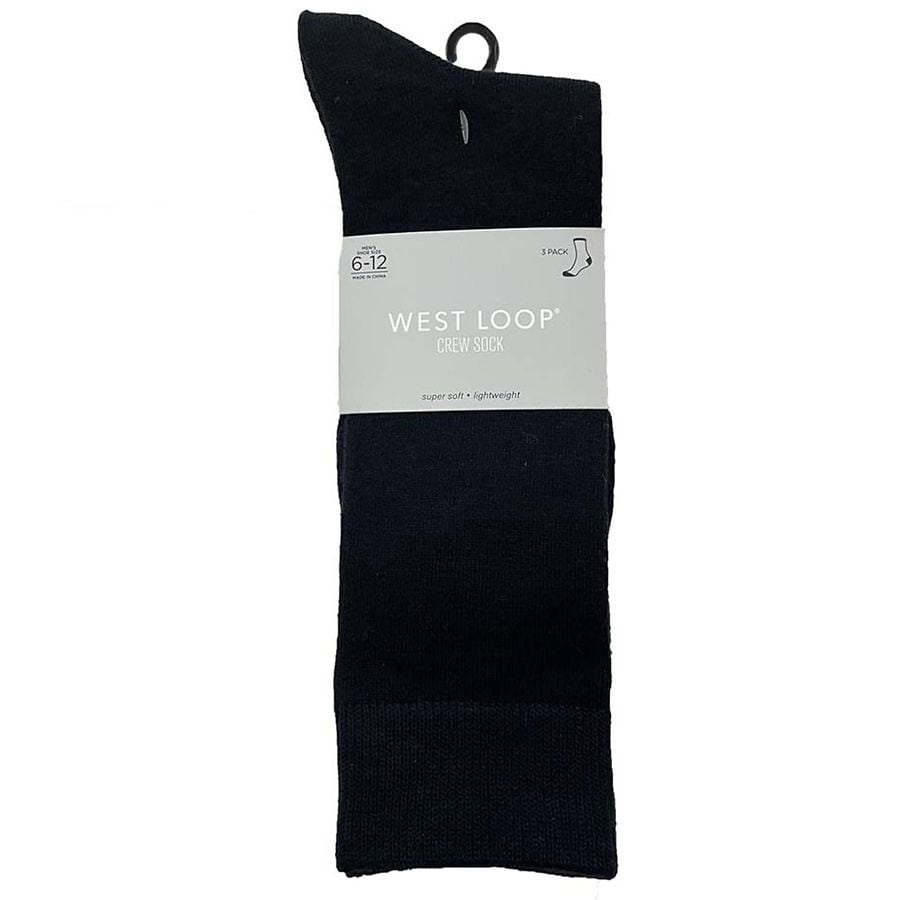 West Loop Men's Flat Knit Crew Socks Black, Black | Walgreens