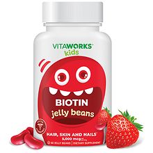 VitaWorks Kids Biotin 5000 mcg Jelly Beans Strawberry | Walgreens
