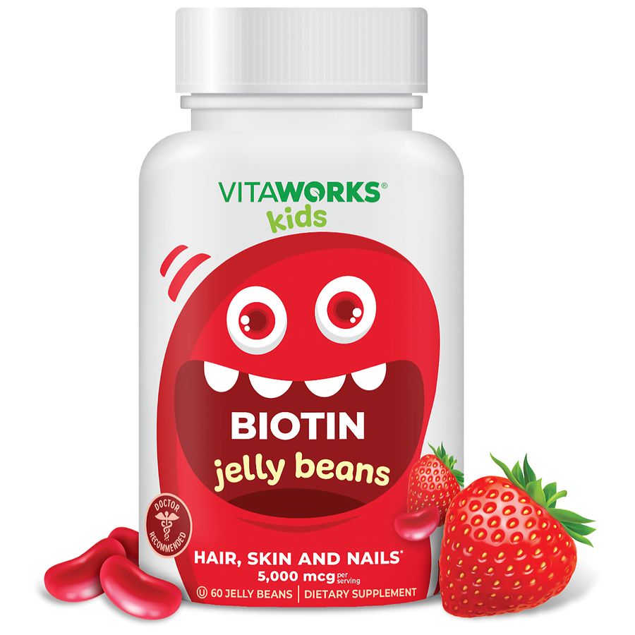 VitaWorks Kids Biotin 5000 mcg Jelly Beans Strawberry | Walgreens