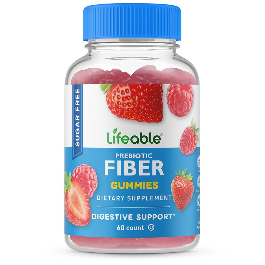 Lifeable Sugar Free Prebiotic Fiber Digestive Support Gummies Berry ...