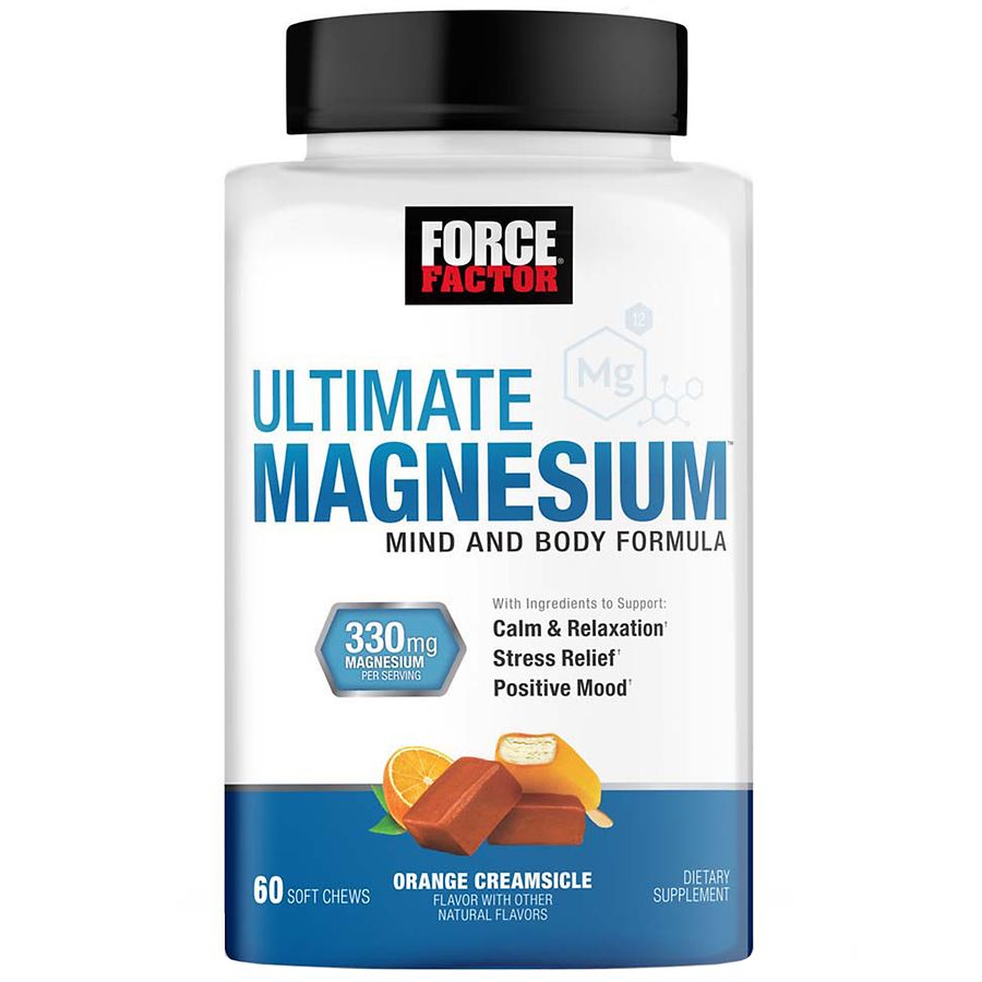 Force Factor Ultimate Magnesium, Mind & Body Formula, Soft Chews Orange ...