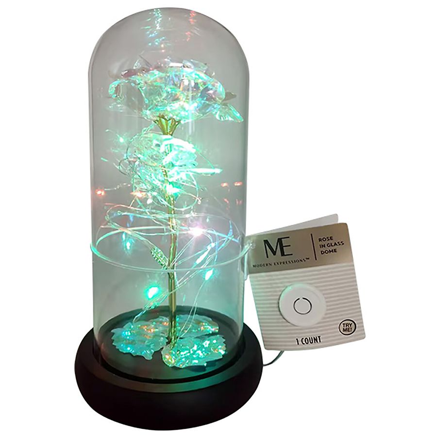 Modern Expressions Glass Rose in Dome, Iridescent | Walgreens