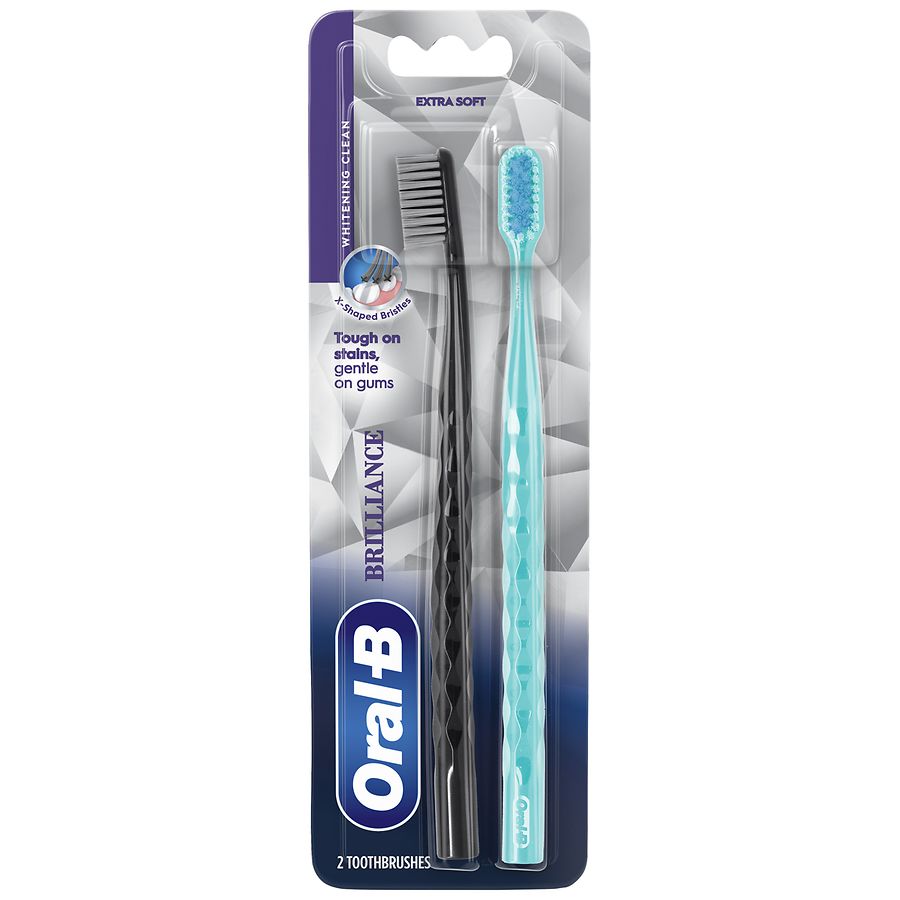 Oral-B Pro Whitening Brilliance Toothbrushes Extra Soft Black and Teal ...