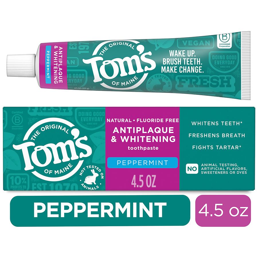 Tom's of Maine Toothpaste Fluoride Free with Antiplaque & Whitening ...