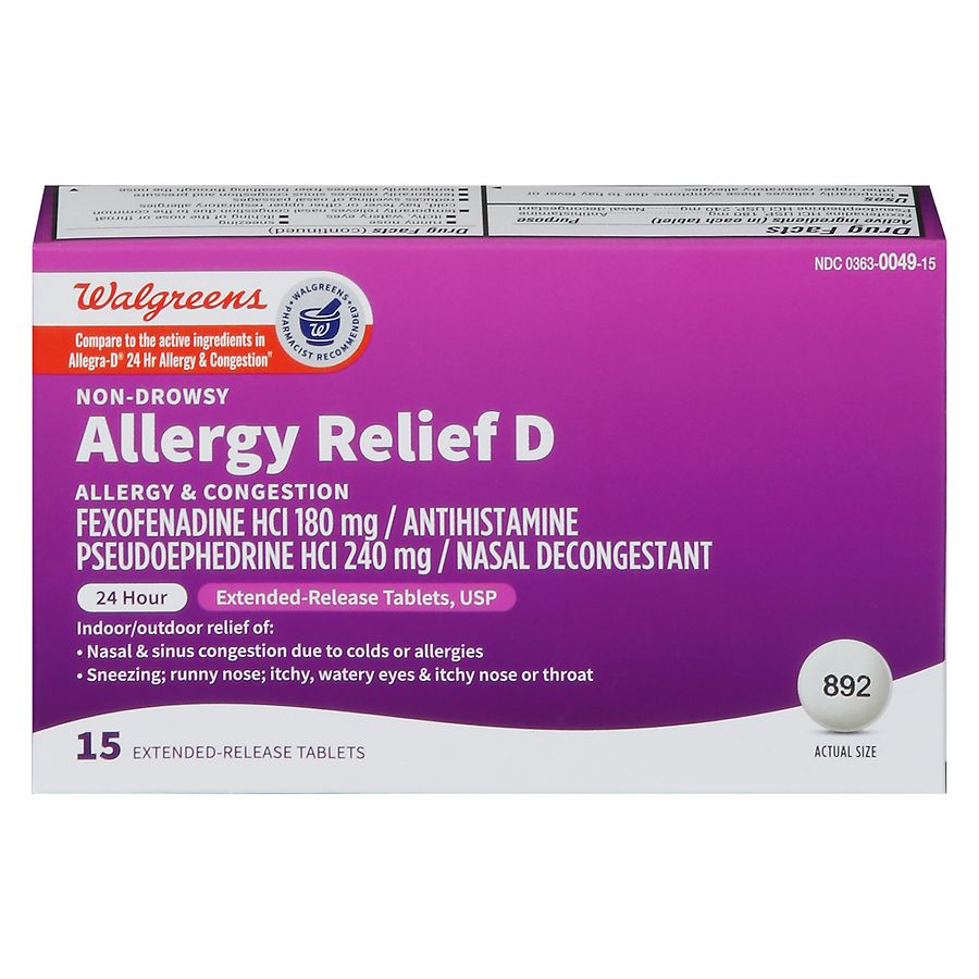 Walgreens 24 Hour Allergy & Congestion Relief Fexofenadine ...