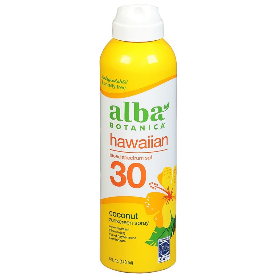 Alba Botanica Broad Spectrum SPF 30 Hawaiian Sunscreen Spray Coconut ...