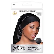 Sleek Satin Edge Pocket Bonnet, Black | Walgreens