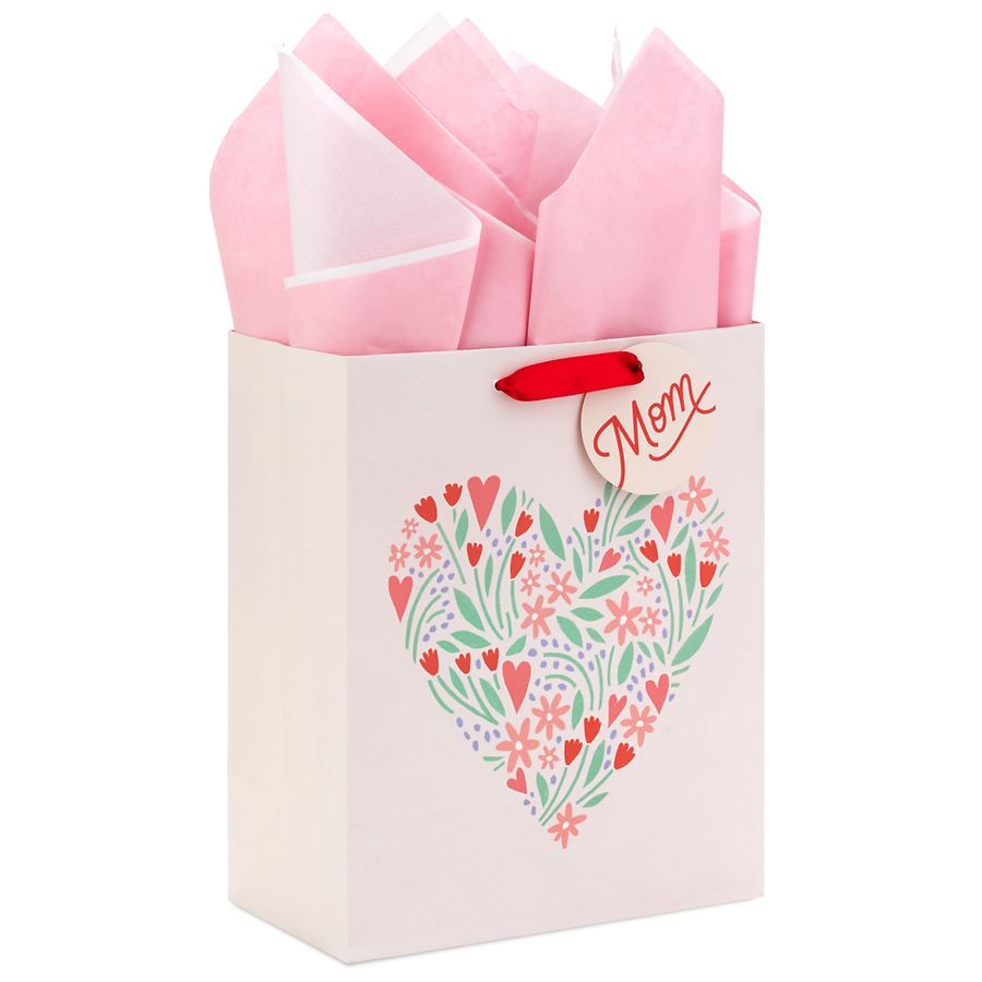 Hallmark Mother's Day Gift Bag With Tissue Paper (Floral Heart) Medium ...