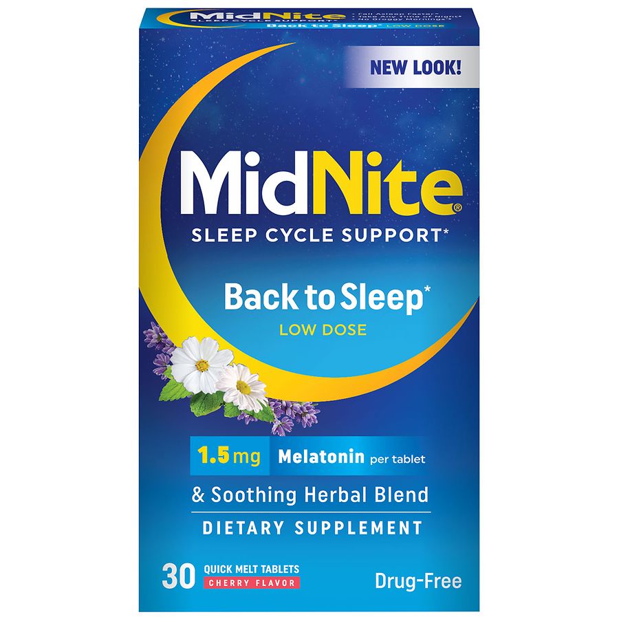 Midnite Low Dose-Drug-Free Sleep Aid Supplement, 1.5mg Melatonin ...
