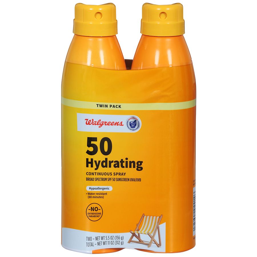 Walgreens Broad Spectrum SPF 50 50 Hydrating Continuous Spray Sunscreen ...