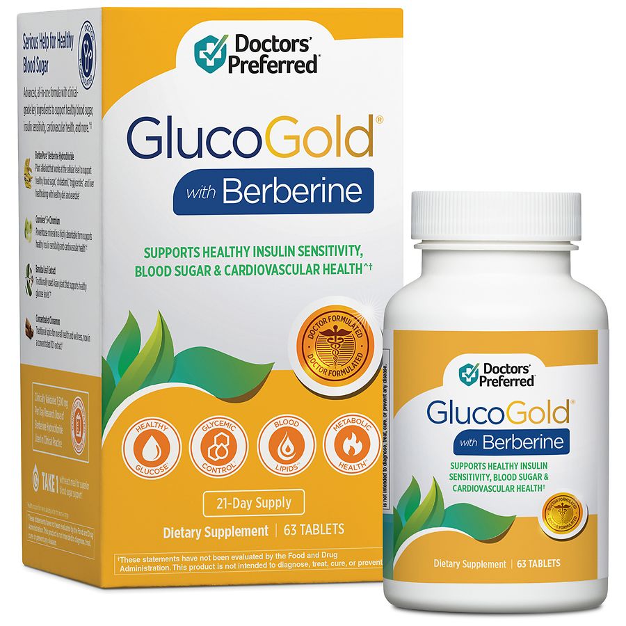 Doctors' Preferred GlucoGold with Berberine Dietary Supplement Tablets ...