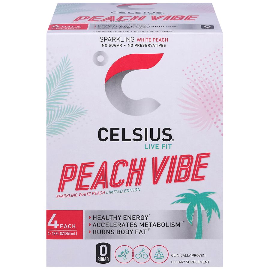 Celsius Live Fit Energy Drink Peach Vibe | Walgreens