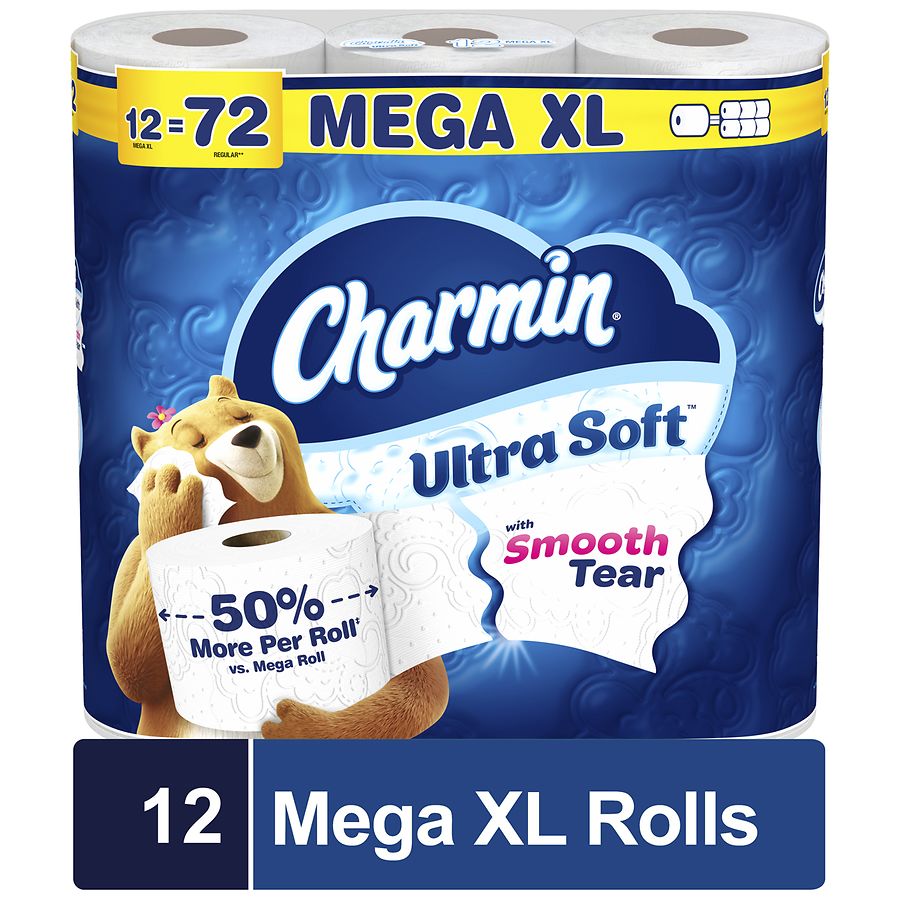 Charmin Toilet Paper Mega XL Rolls No Scent, 336 Sheets Per Roll White ...