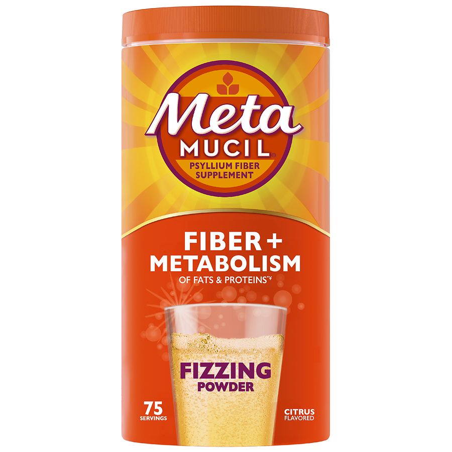 Metamucil Sparkling Fiber Supplement + Metabolism, Plant Based Psyllium ...
