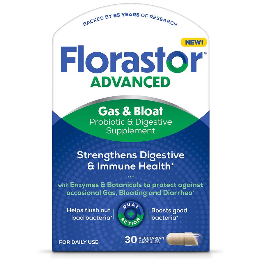 Florastor Advanced Gas & Bloat Probiotic & Digestive Supplement ...