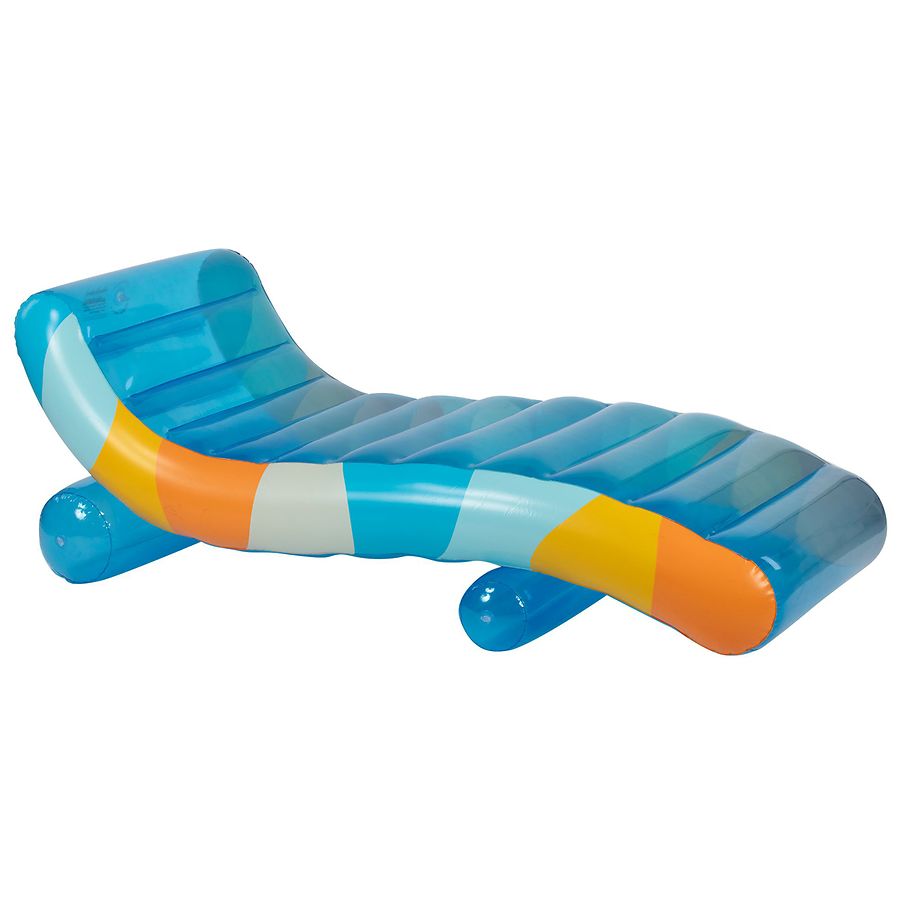 PoolCandy Deluxe Inflatable Pool Chaise Lounger - Good Vibes Multi ...