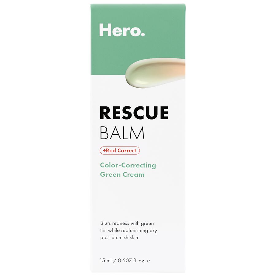 Hero Cosmetics Rescue Balm +Red Correct Color-Correcting Green Cream ...