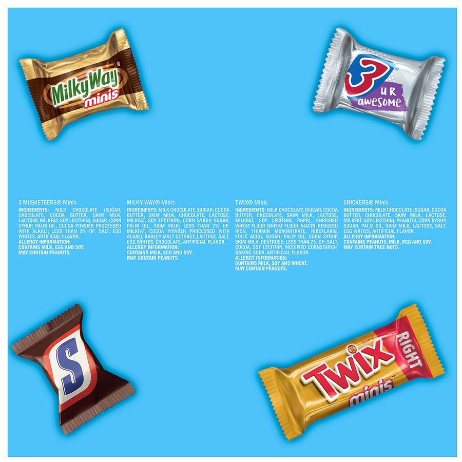 Minis Chocolate Candy Bars Variety Jumbo Bulk 3 Musketeers, Snickers ...