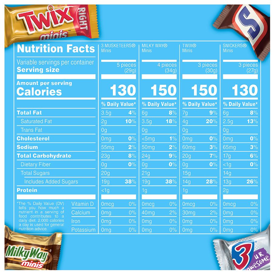 Minis Chocolate Candy Bars Variety Jumbo Bulk 3 Musketeers, Snickers ...