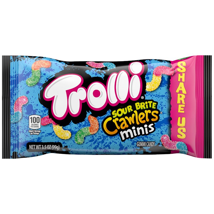 Trolli Mini Sour Brite Crawlers Cherry-Lemon, Strawberry-Grape, Orange ...