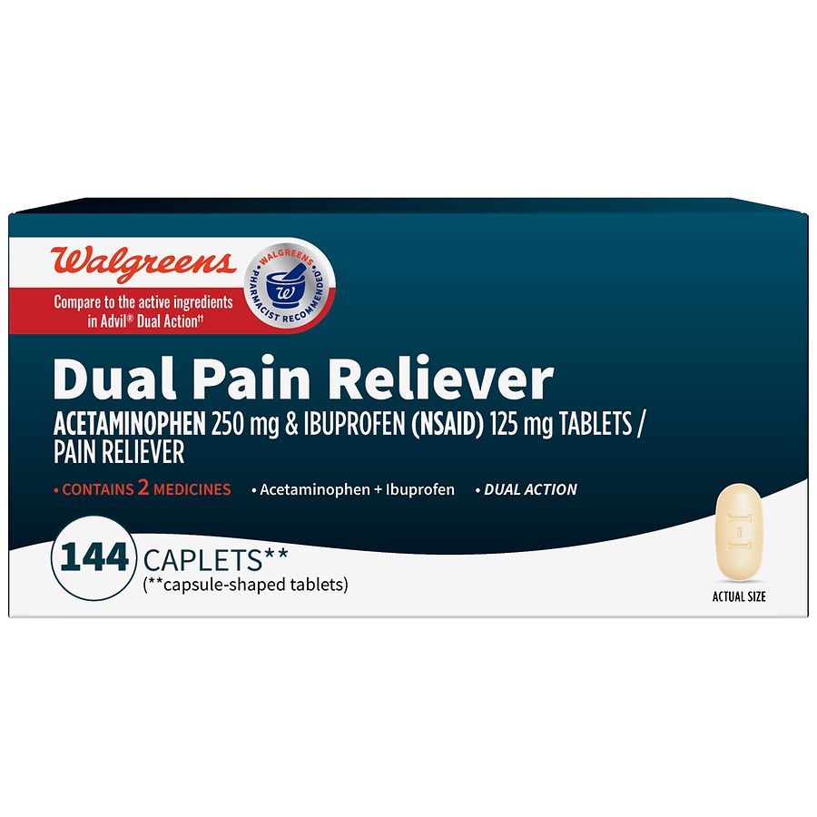 Walgreens Dual Action Acetaminophen and Ibuprofen (NSAID) Tablets ...