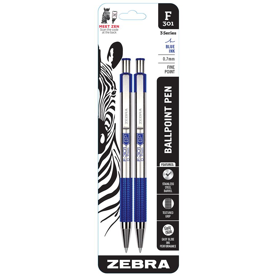Zebra F 301 3 Series Retractable Ballpoint Pen Blue | Walgreens