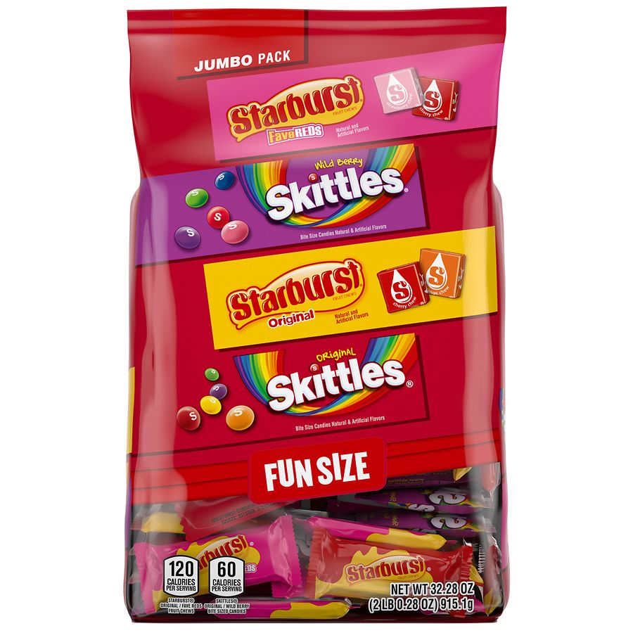 Skittles & Starburst Fun Size Chewy Candy Variety Jumbo | Walgreens