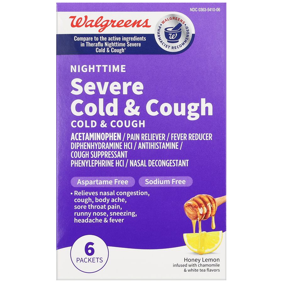 Walgreens Nighttime Severe Cold & Cough Packets Honey Lemon | Walgreens