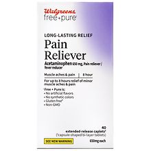 Walgreens Free & Pure Long-Lasting Relief Pain Reliever Extended-Release Caplets | Walgreens