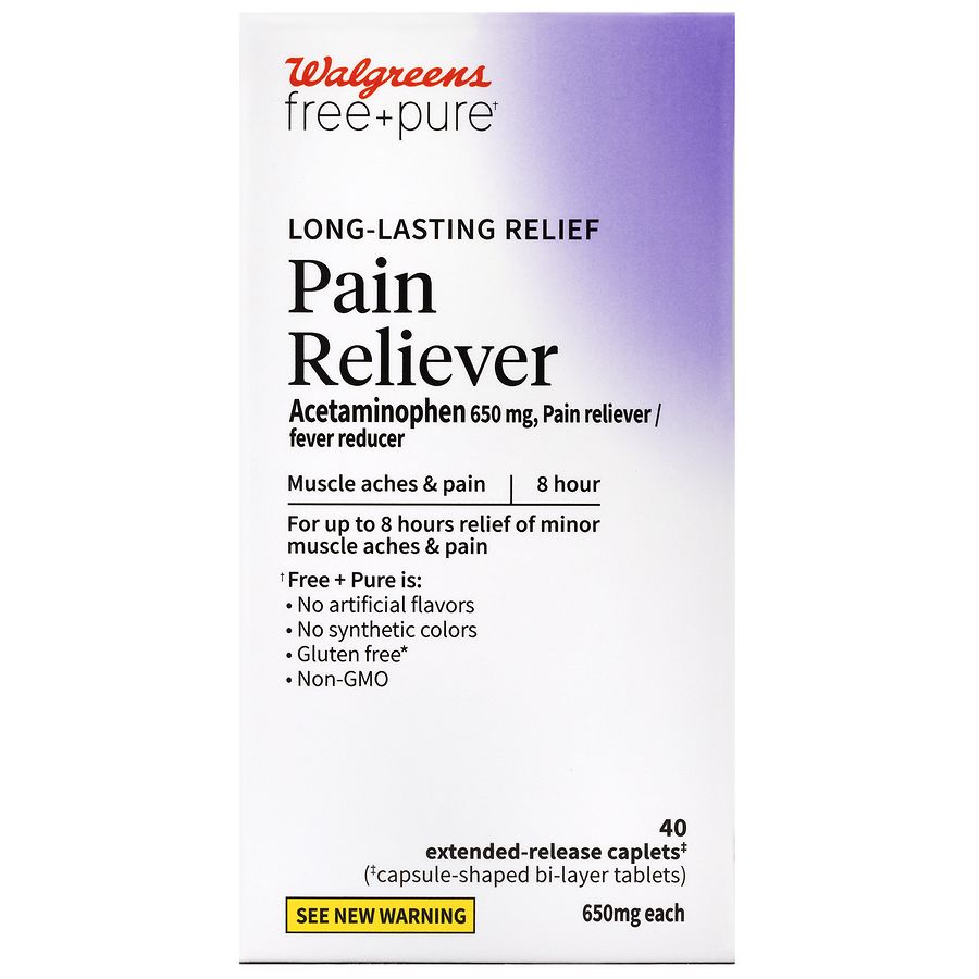 Walgreens Free & Pure Long-Lasting Relief Pain Reliever Extended ...