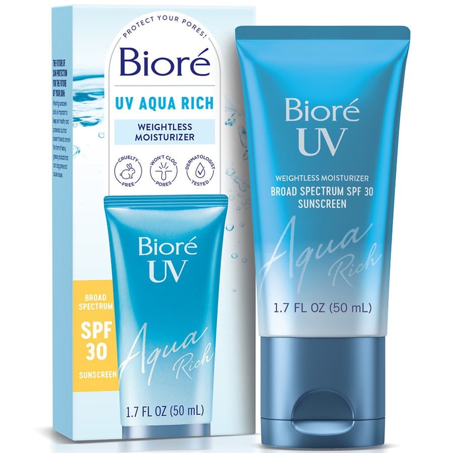 Biore UV Aqua Rich Daily Hydrating Facial Moisturizer Sunscreen with ...