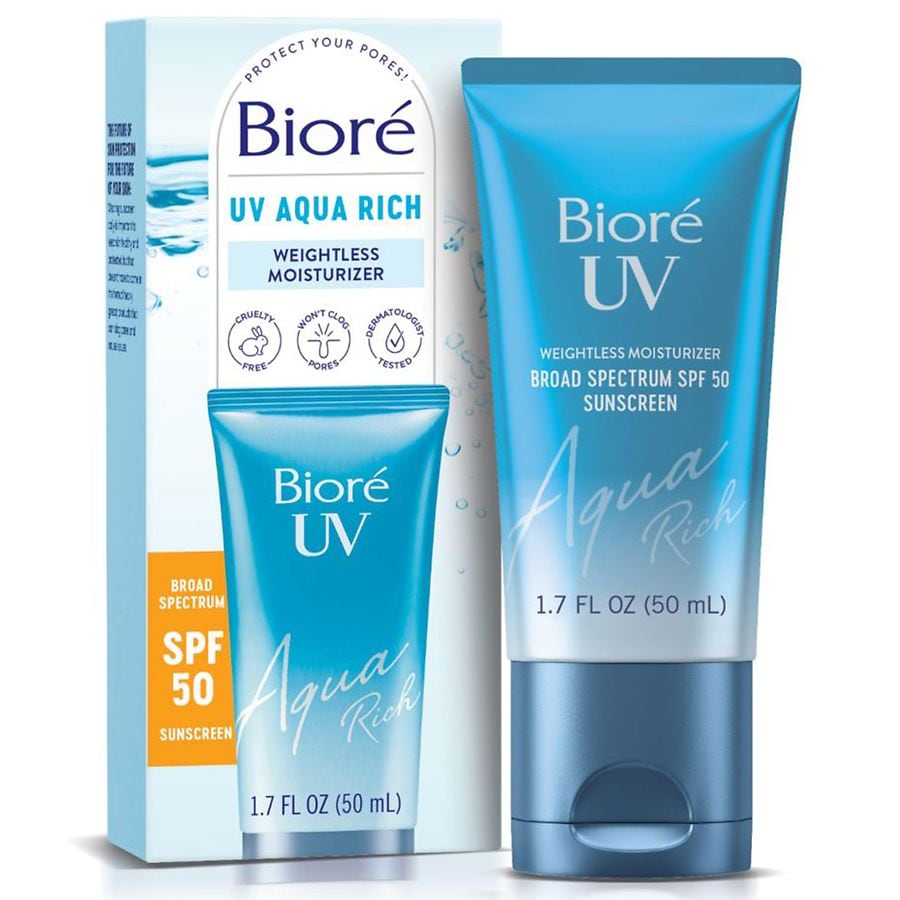 Biore UV Aqua Rich Daily Hydrating Facial Moisturizer Sunscreen with SPF 50 | Walgreens