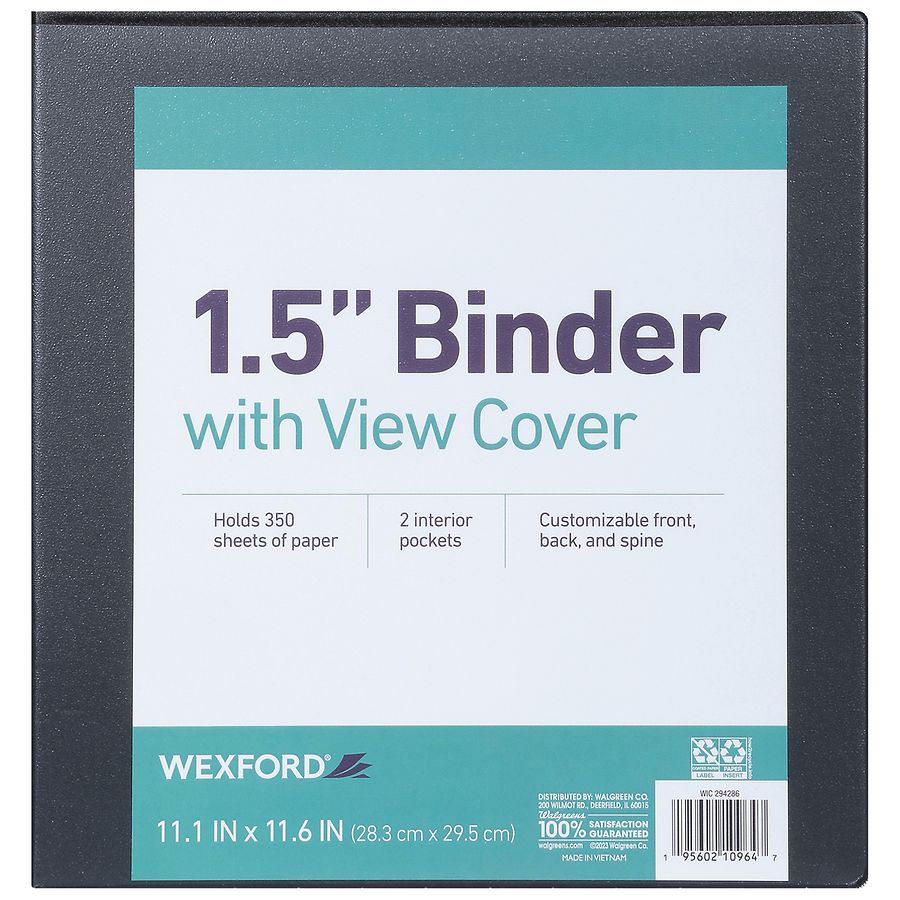 Wexford Binder with View Cover 1.5" Assorted | Walgreens