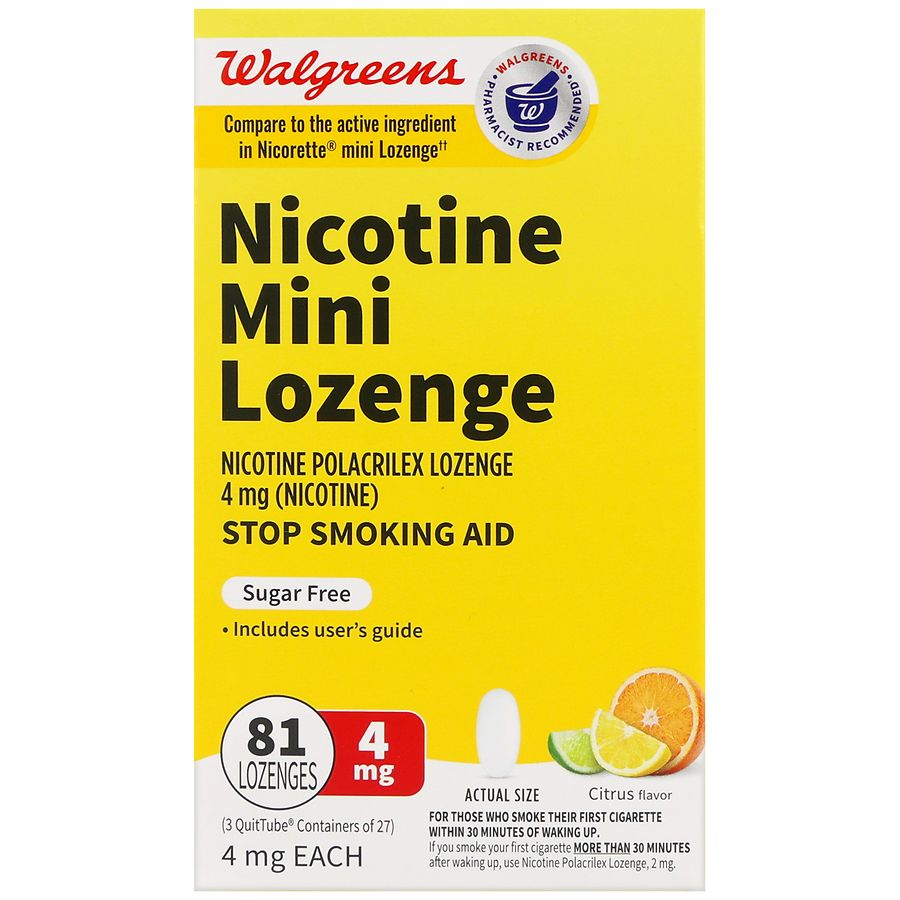 Walgreens Mini Nicotine Polacrilex Lozenge, 4 mg Citrus | Walgreens