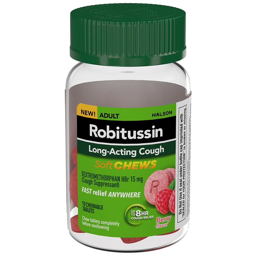 Robitussin Long-Acting Cough Relief Soft Chews, Adult Formula Berry ...
