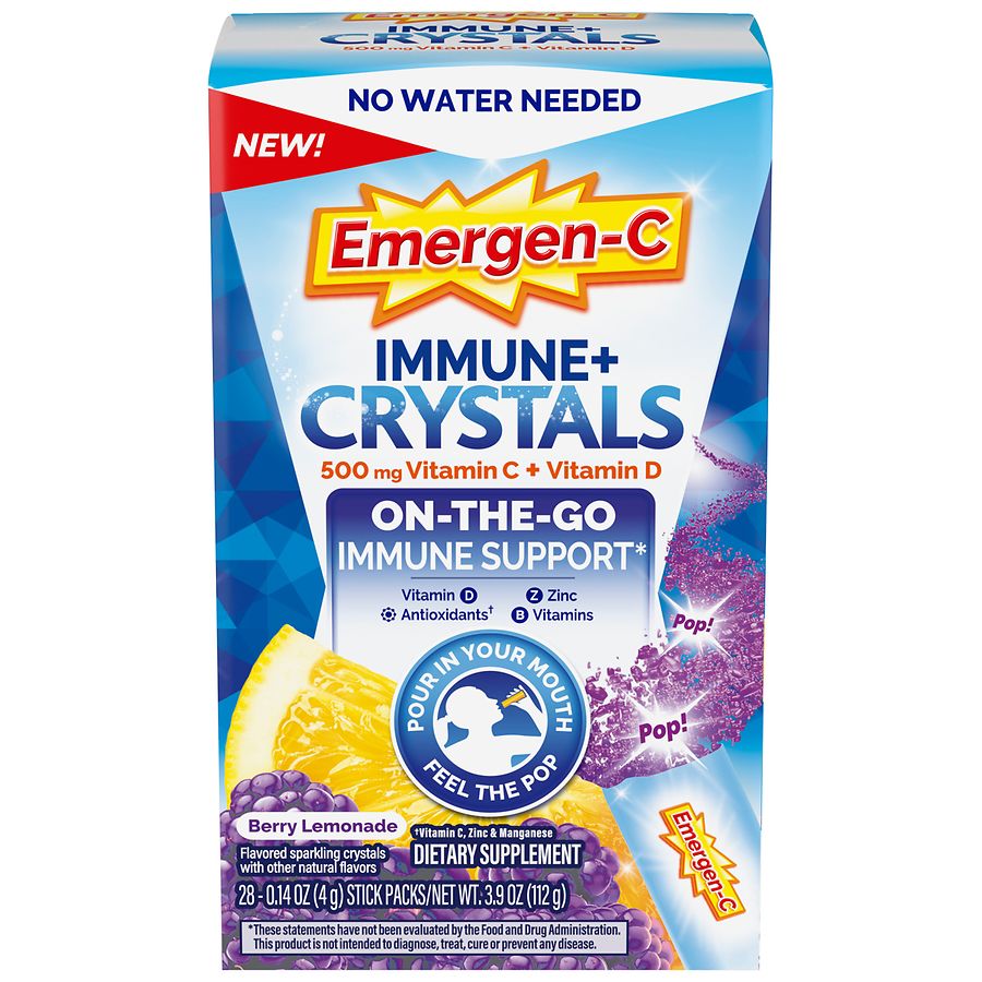 Emergen-C Immune+ Support Supplement Crystals Berry Lemonade | Walgreens