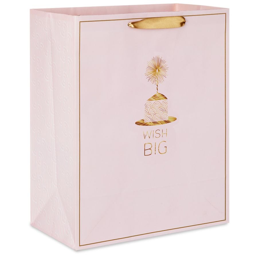 Hallmark Birthday Gift Bag (Wish Big) Large Pink and Gold | Walgreens