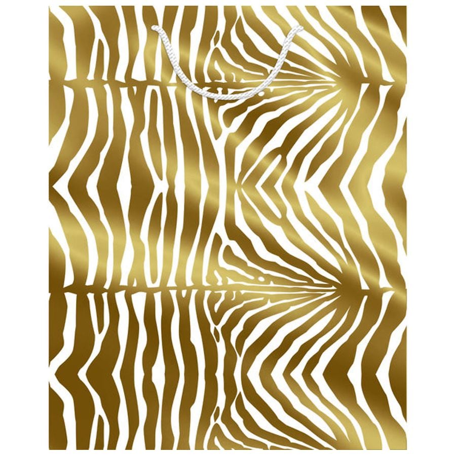 Hallmark Gift Bag (Foil Zebra Stripes) Medium Gold | Walgreens
