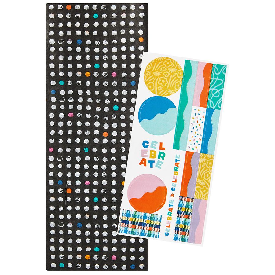 Hallmark Dots on Black Tissue Paper for Gift Wrap With Gift Tag ...