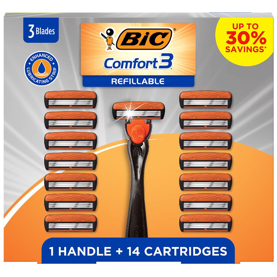 BIC Comfort 3 Refillable Disposable Razors for Men, With 3 Blades ...