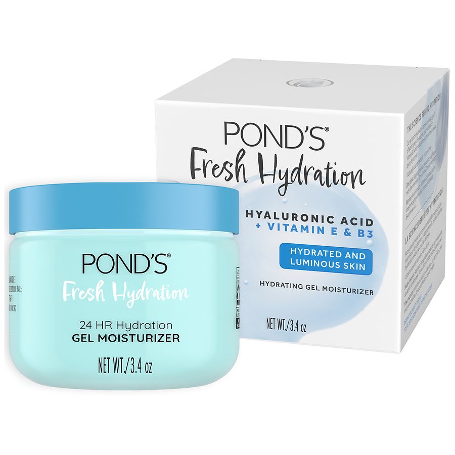 Pond's Fresh Hydration Gel Moisturizer Hyaluronic Acid + Vitamin E & B3 ...