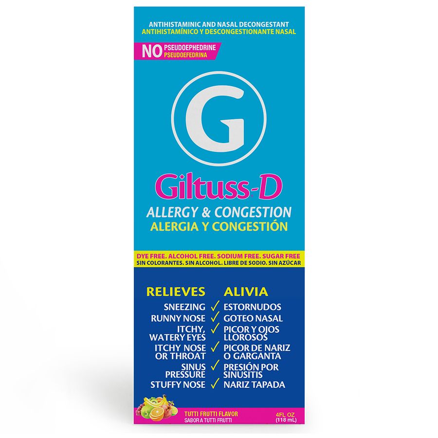 Giltuss D Allergy & Congestion Syrup Tutti Frutti | Walgreens