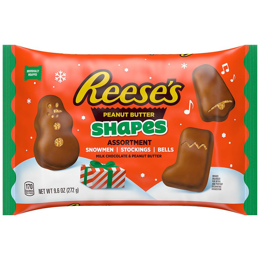 REESE'S Assorted Milk Chocolate Peanut Butter Shapes, Christmas Candy ...