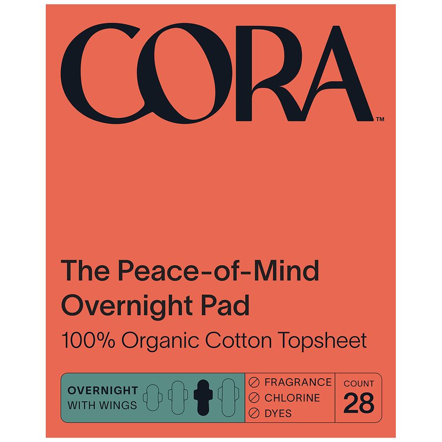 Cora Organic Ultra Thin Period Pads - Overnight | Walgreens