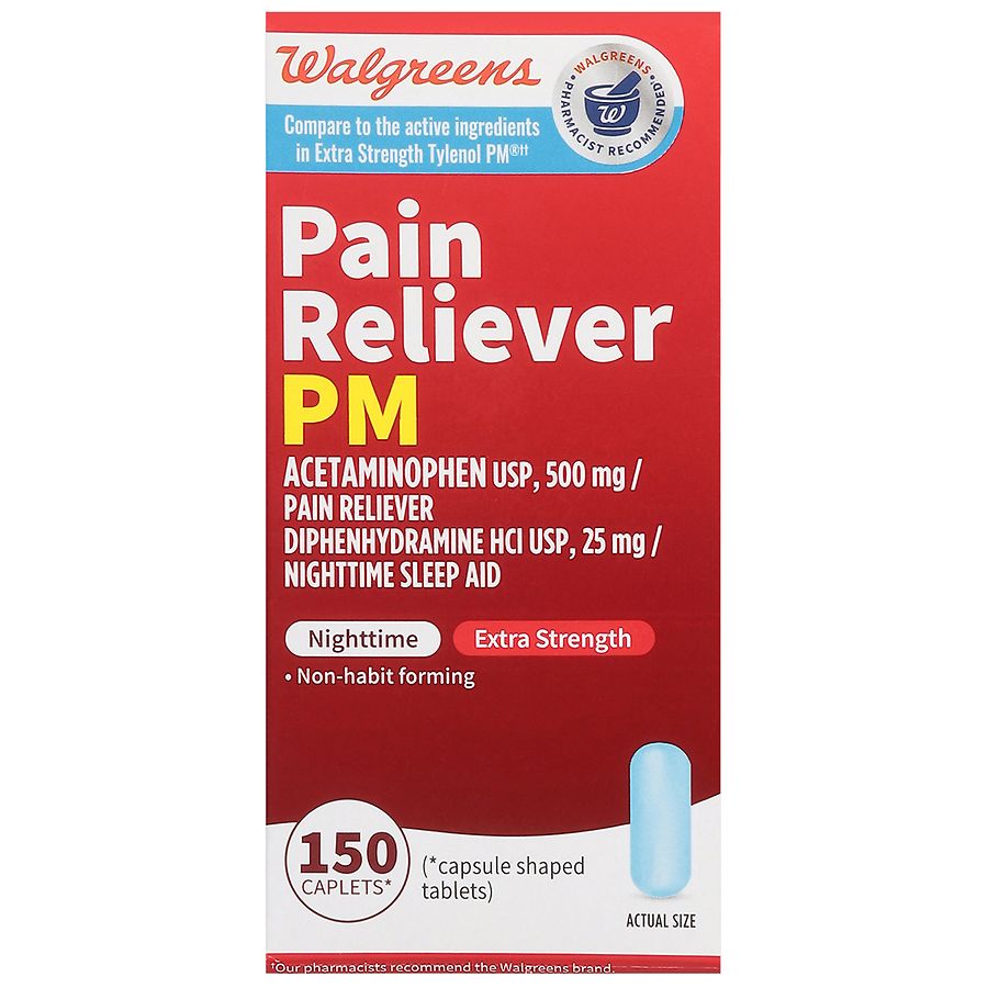 Walgreens Pain Reliever PM Extra Strength Caplets | Walgreens