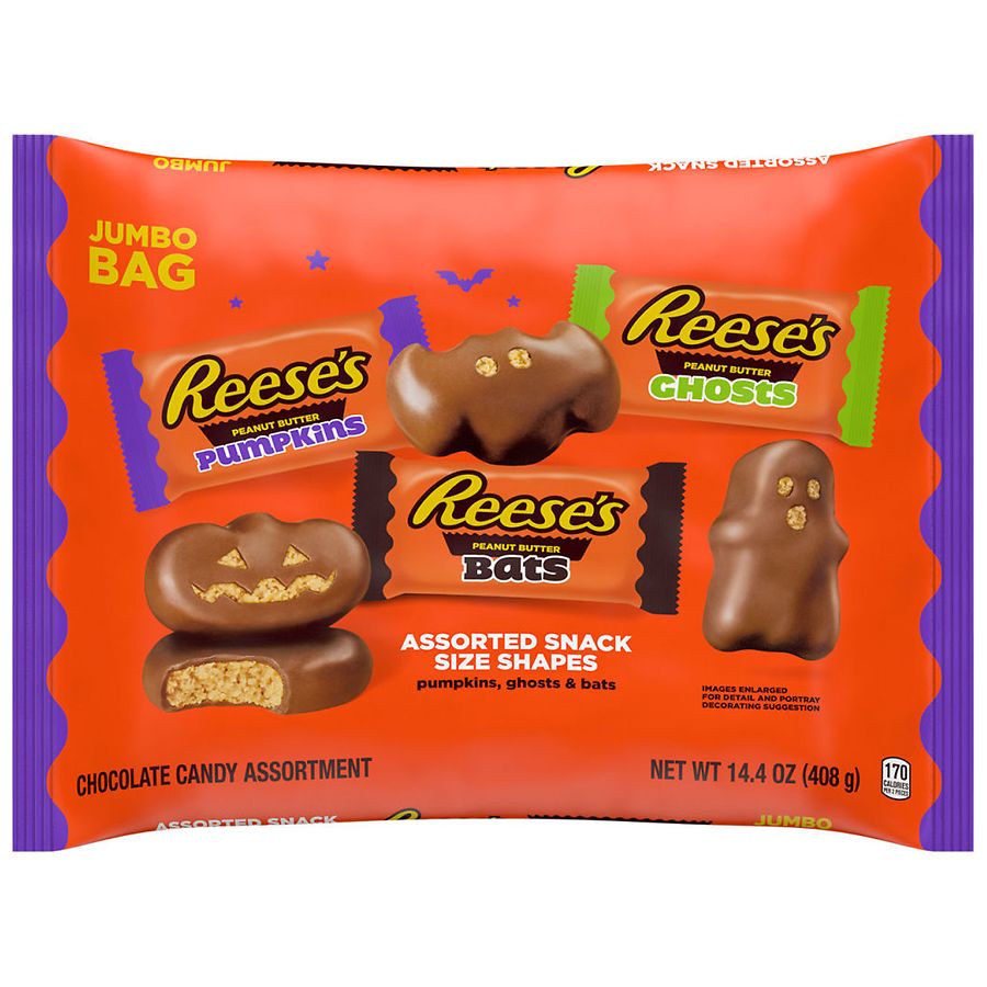 REESE'S Snack Size Peanut Butter Shapes, Halloween Candy Assorted Milk ...