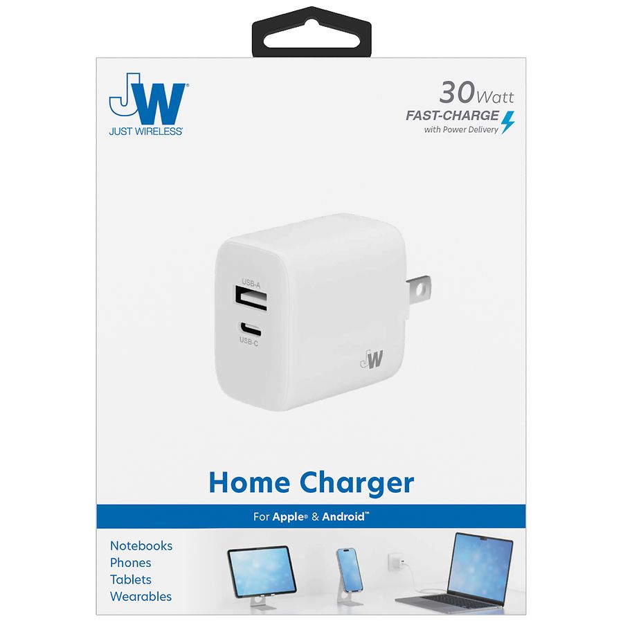 Just Wireless Home Charger Dual Port USB-A/USB-C | Walgreens