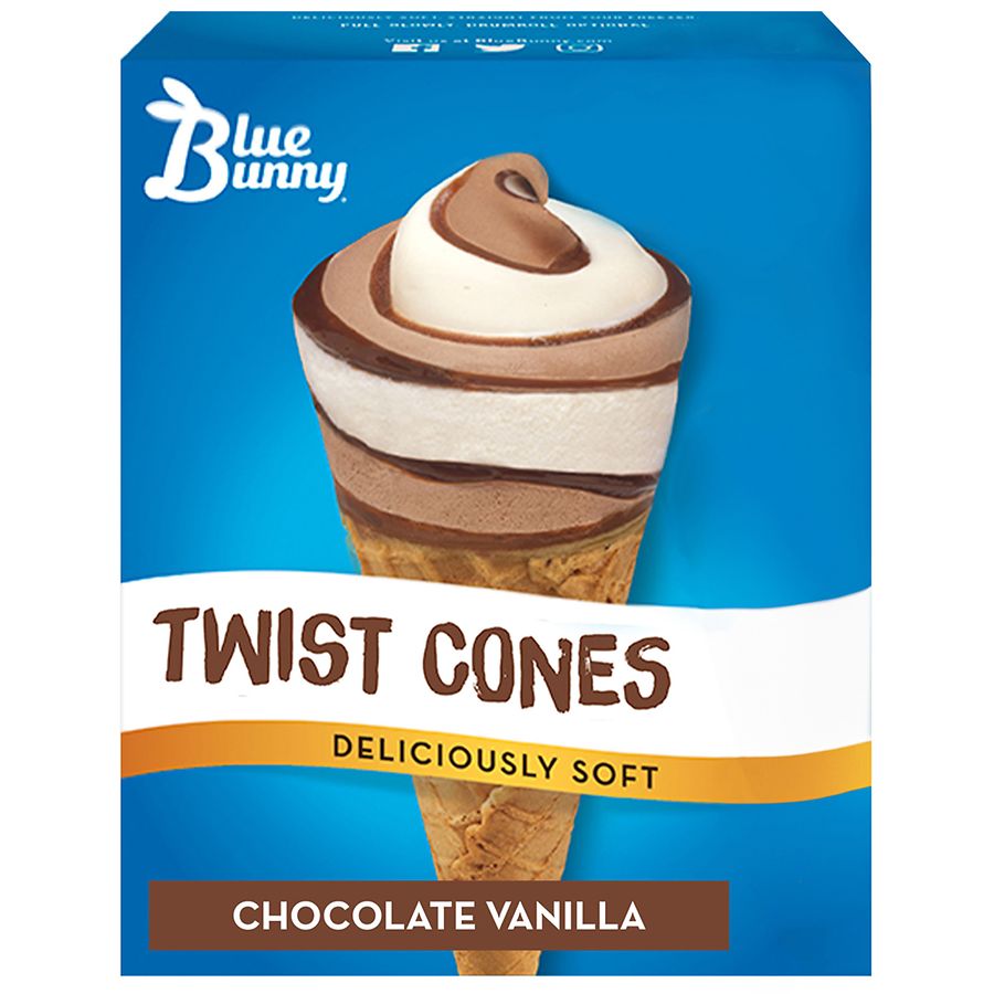 Blue Bunny Twist Cones, Frozen Dessert Chocolate Vanilla | Walgreens