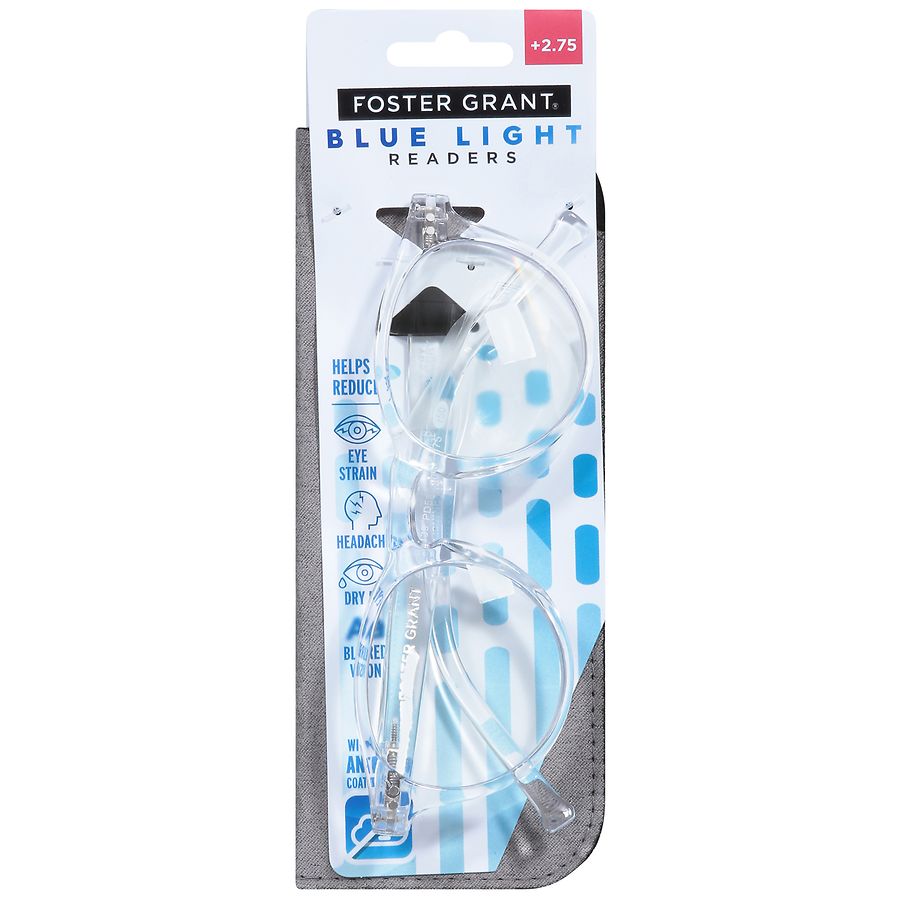 Foster Grant Blue Light Readers Crystal Clear, Crystal Clear | Walgreens